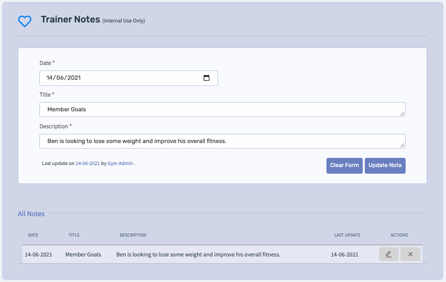 Trainer notes: how do they work and how do I add / update them? – Gym Mate