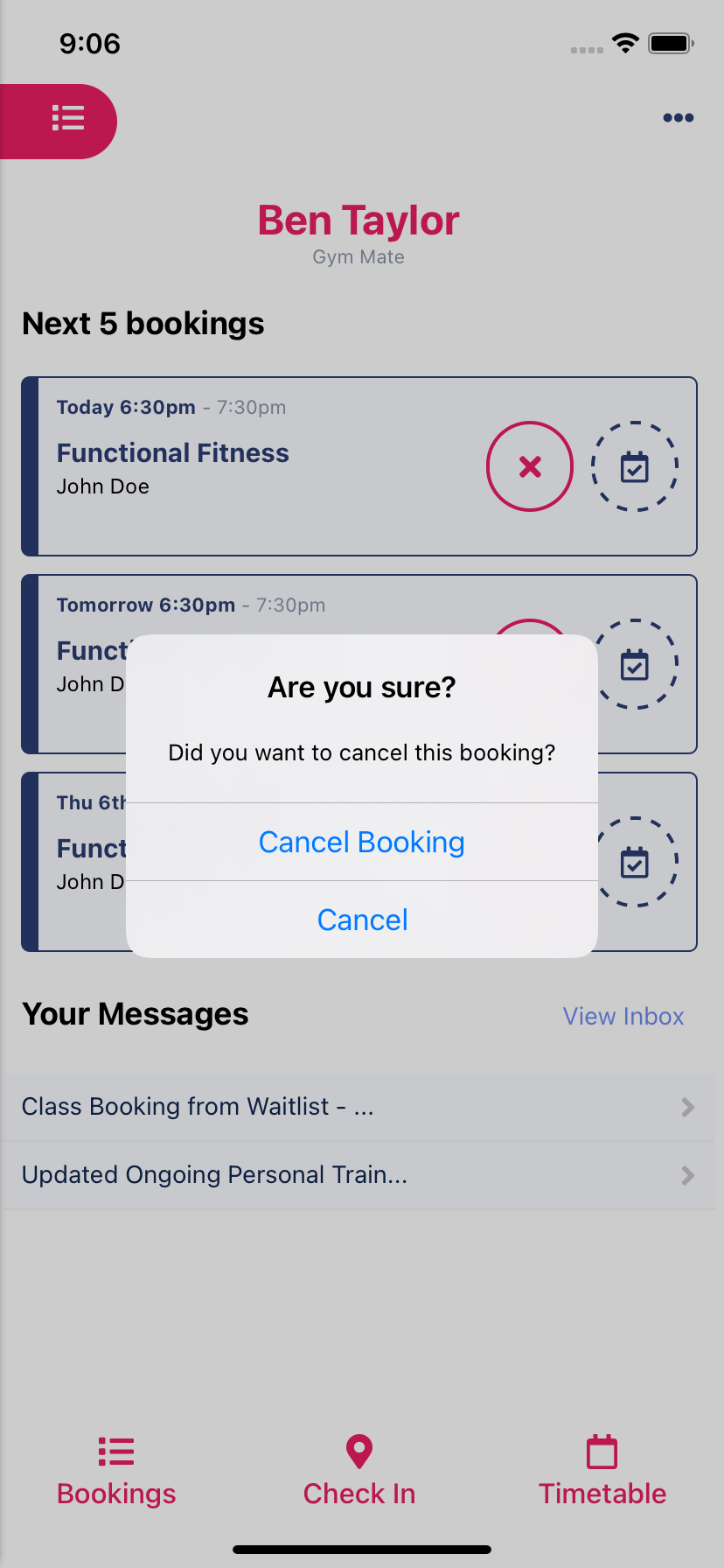 How do I see my upcoming bookings? – Gym Mate