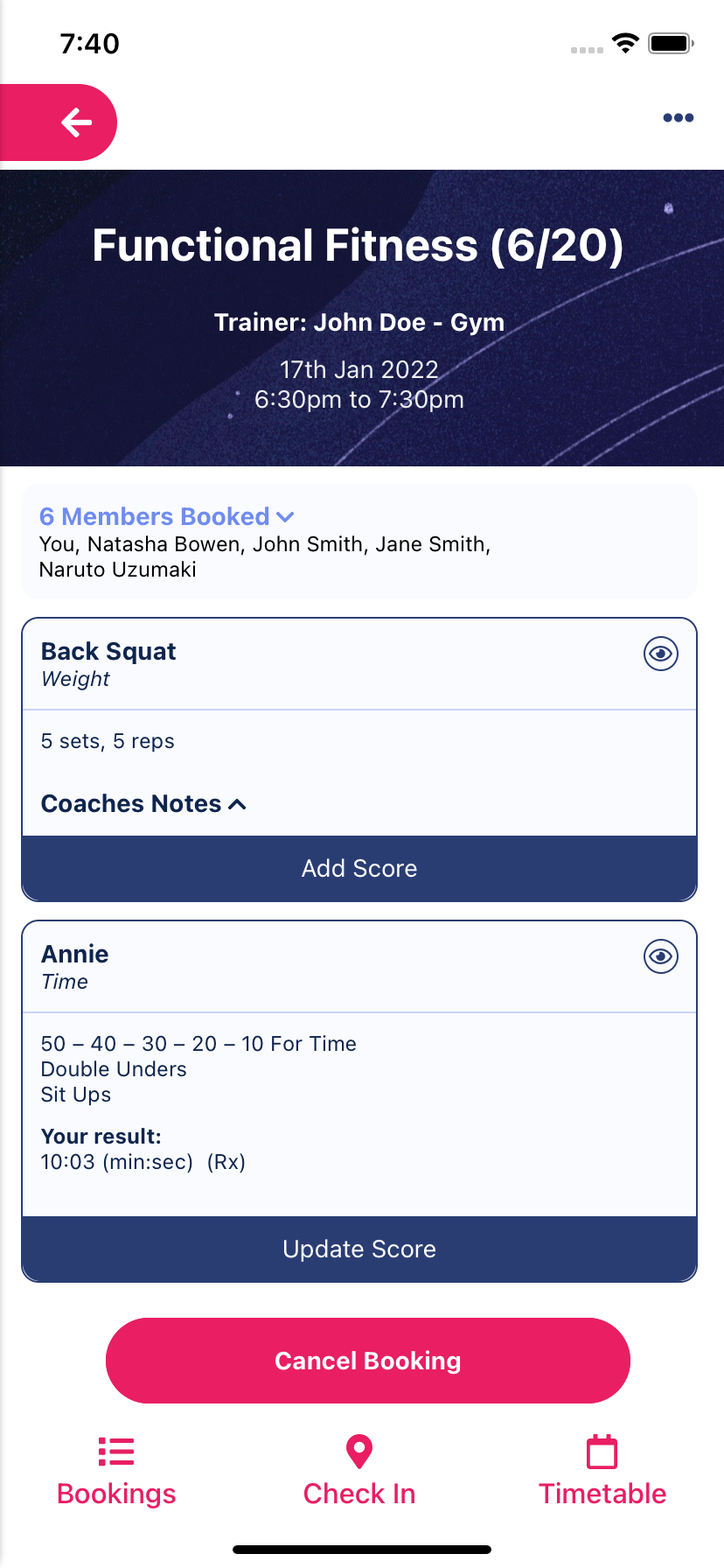 How do I view the details of a class including the workout? – Gym Mate