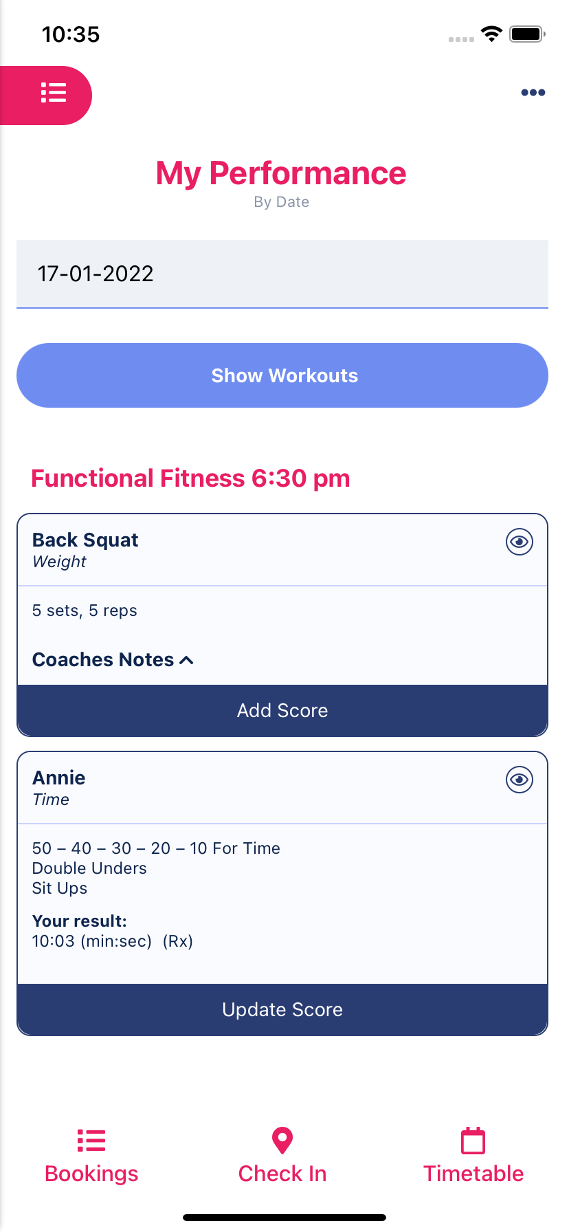 How do I view my previous scores? – Gym Mate