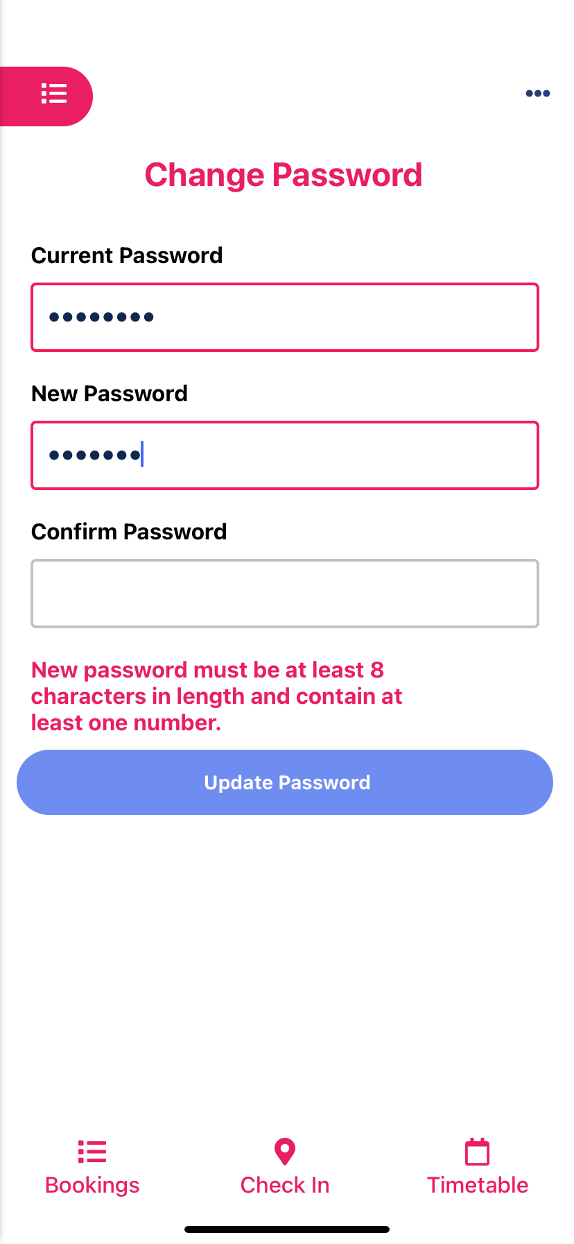 How do I change my password? – Gym Mate