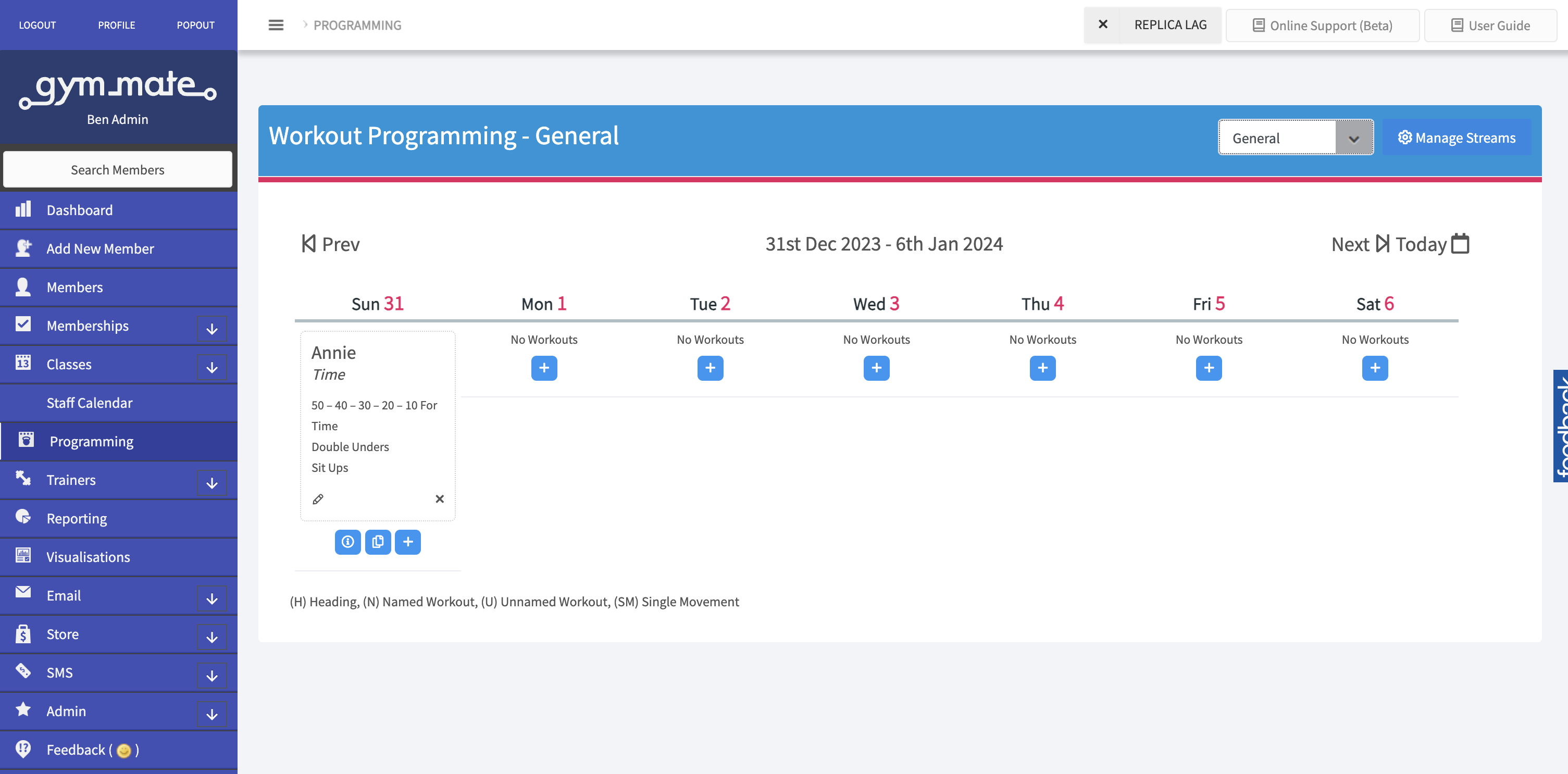 Programming workouts using Programming Streams – Gym Mate